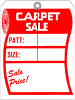 Item # T72506, Carpet Sale Tag - White & Red Tag On Universal Tag